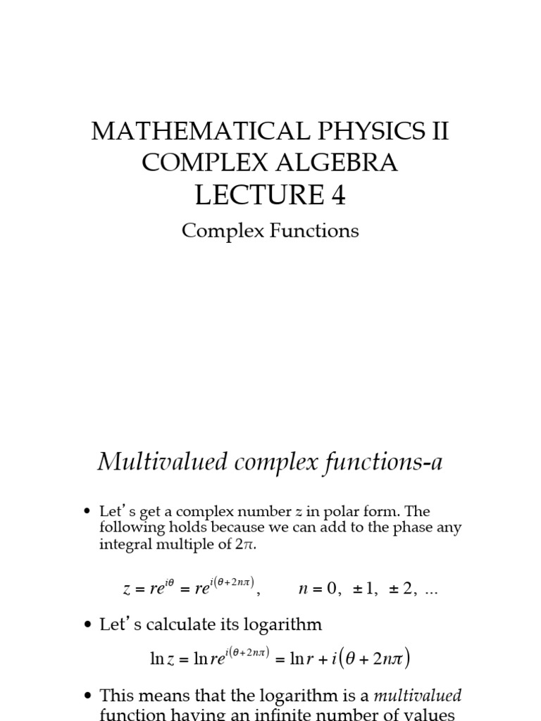 Physics 301 Lecture 4 1 | PDF | Complex Number | Function (Mathematics)
