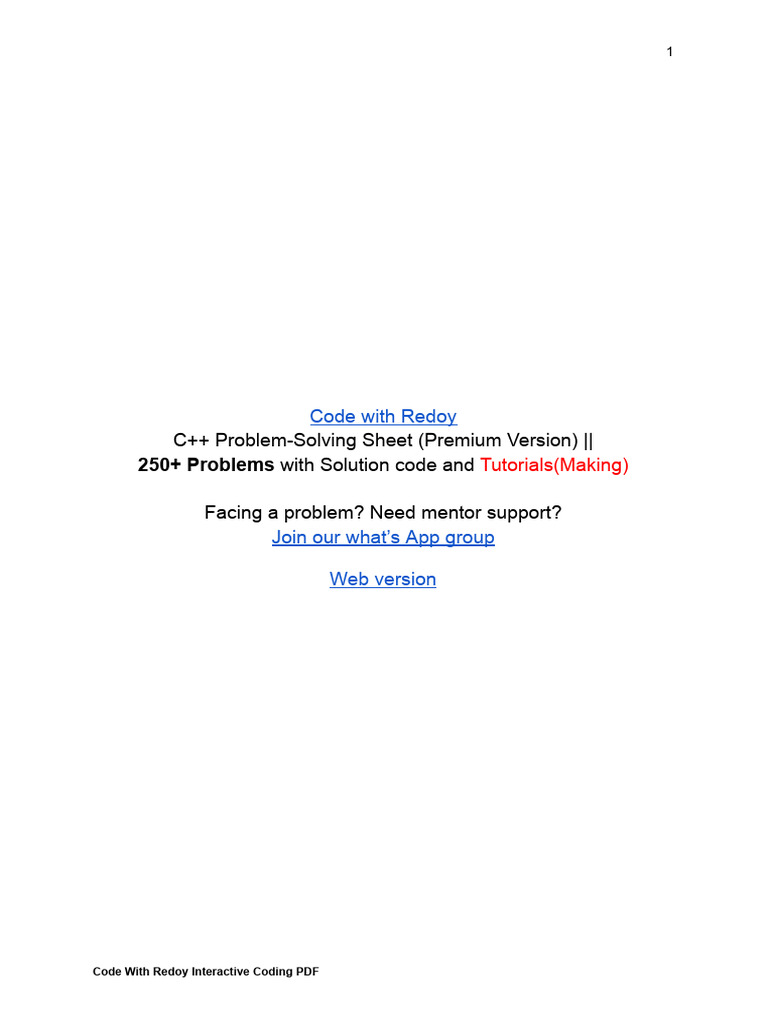 C - Problem Solving-Sheet (Premium Version) - Code With Redoy | PDF | Namespace | Computer ...