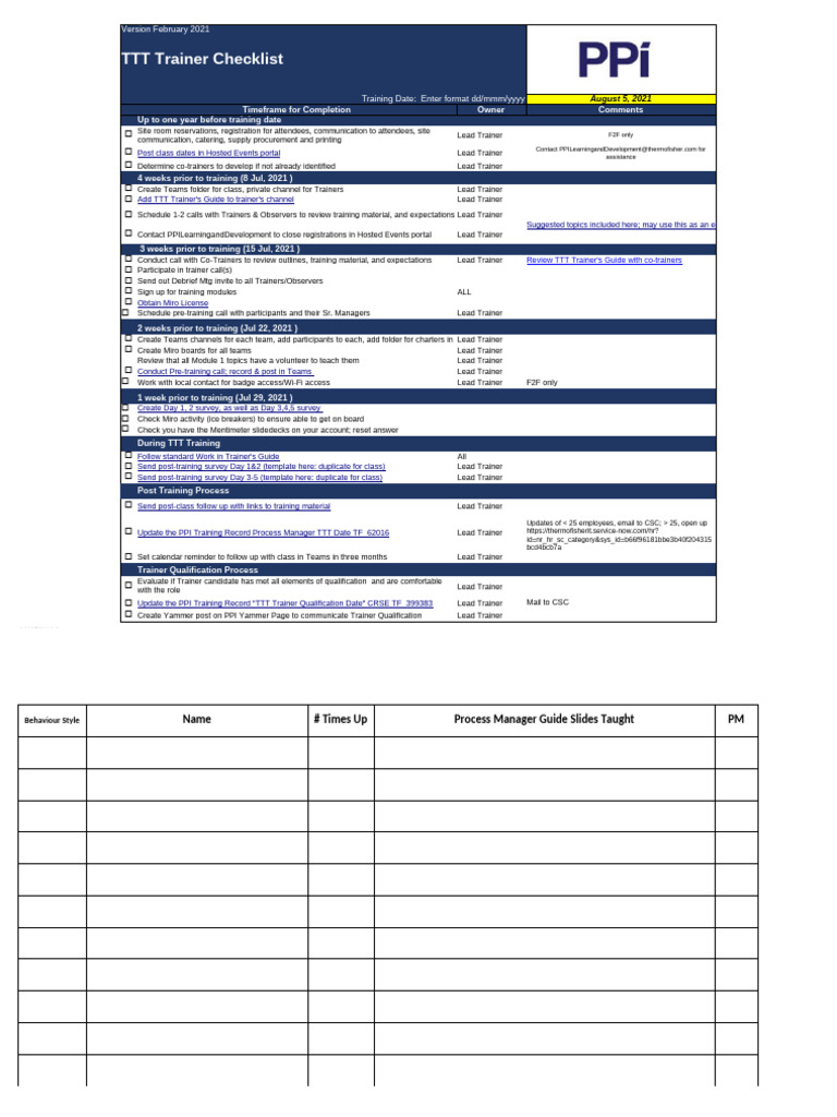 TTT Trainer Checklist | PDF | Computing | Software