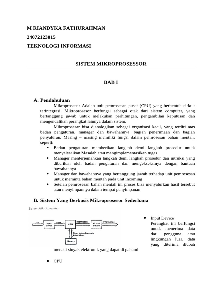 M Riandyka Fathurahman 24072123015 Resume - Sistem Mikroprosesor | PDF