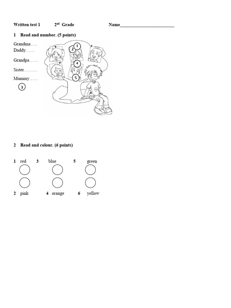Smiles 2 Unit 1 Test for 2nd Grade | PDF
