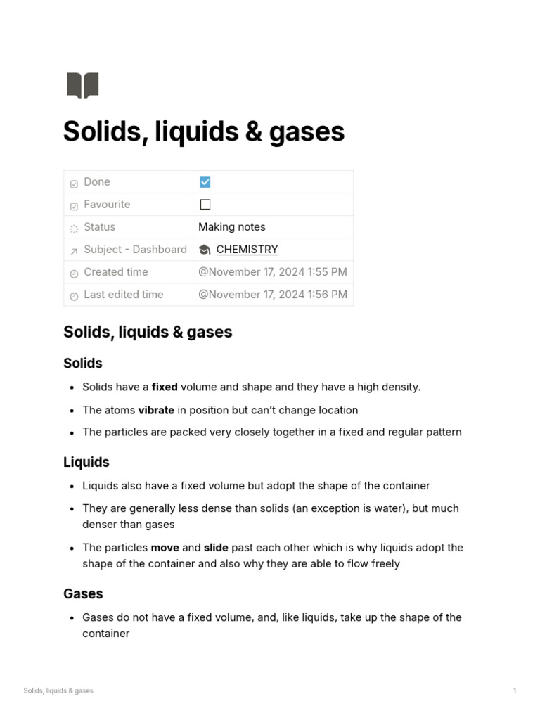 Solids, Liquids & Gases | PDF | Gases | Liquids