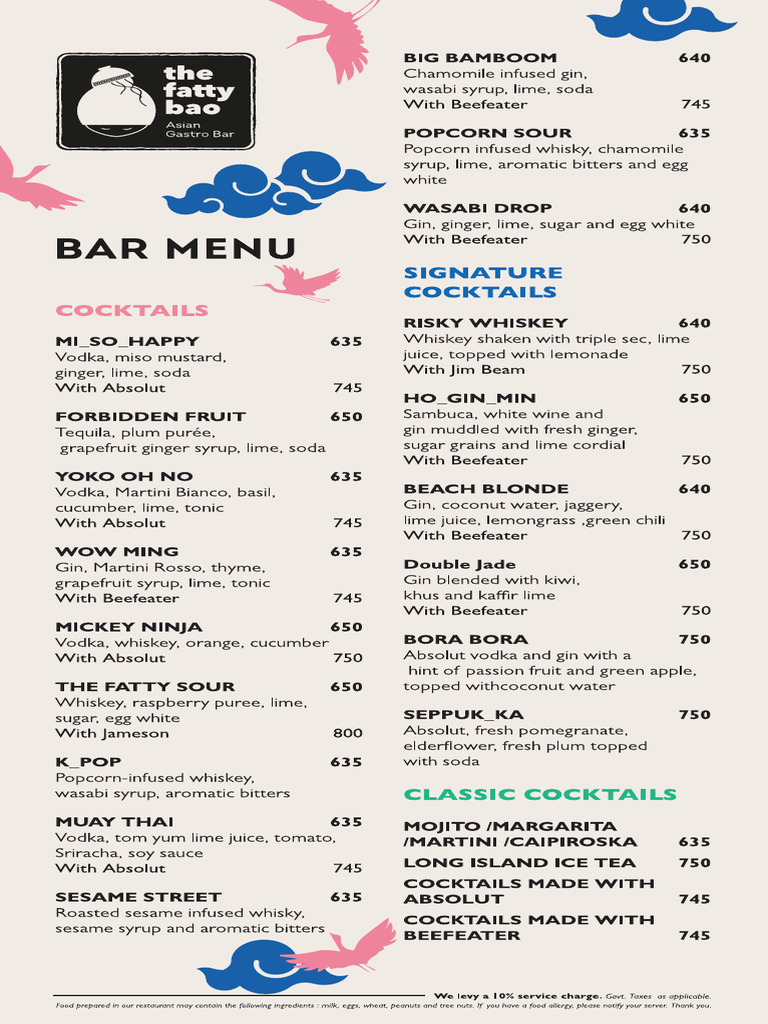 Bar Menu - TFBB - July 2022 | PDF