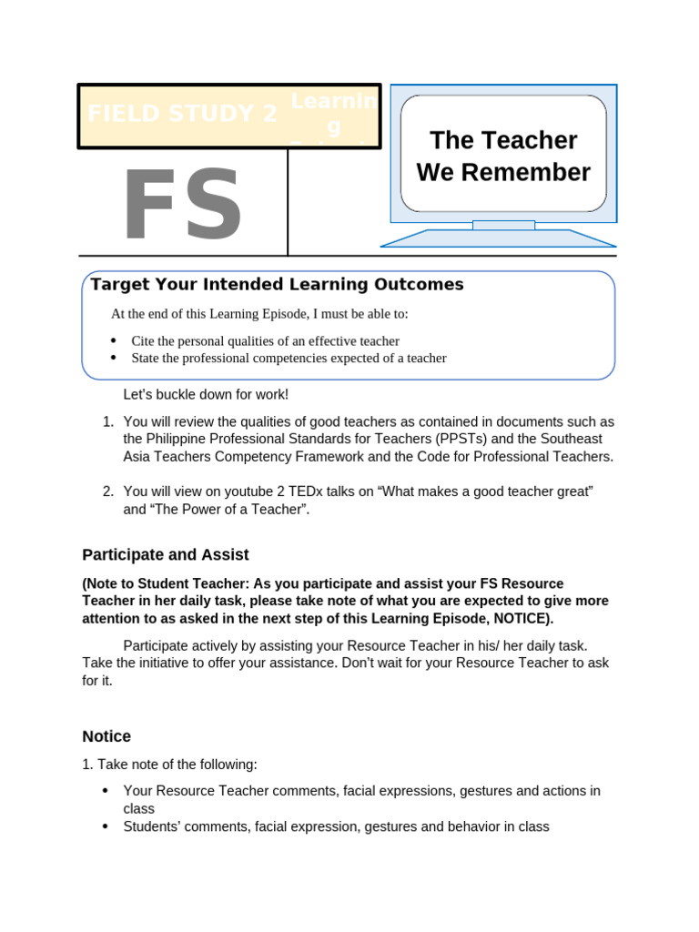 Fs2 Opisode 1 19 | PDF | Teachers | Reading Comprehension