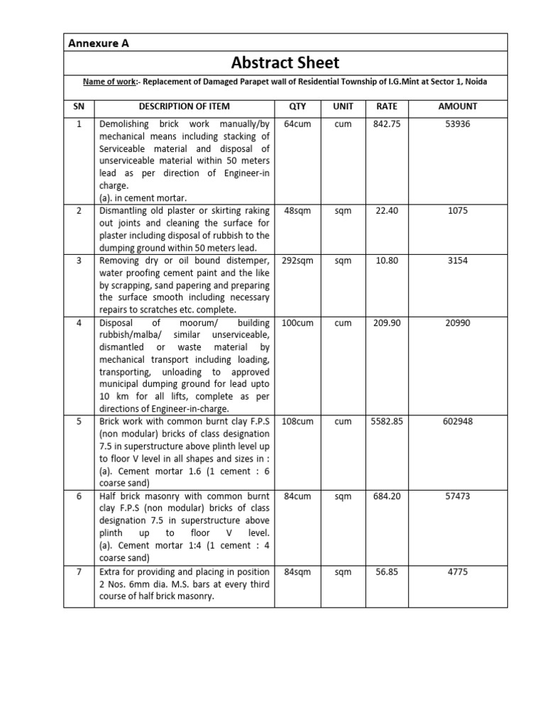 Annexure - A. | PDF | Brick | Building
