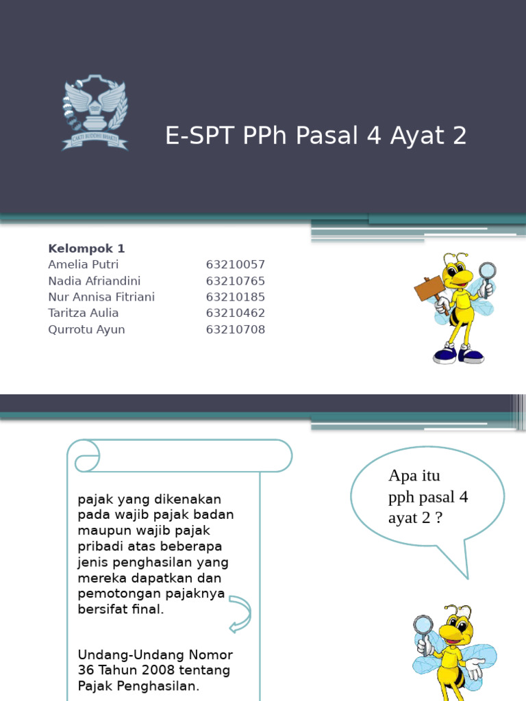 E-SPT PPH Pasal 4 Ayat 2 Kel.1 | PDF | Pengelolaan Keuangan & Uang