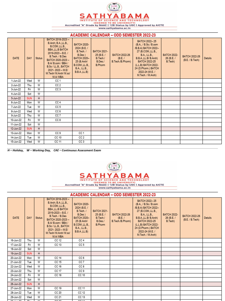 Odd Semester Academic Calendar 2022-23 | PDF | Academic Term | Master Of Business Administration