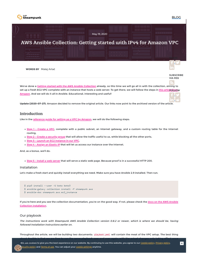 AWS Ansible Collection Getting Started With IPv4 For Amazon VPC XLAB Steampunk Blog | PDF ...