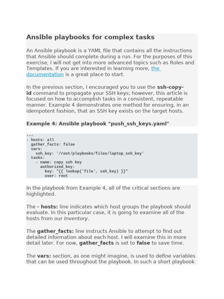 Ansible Playbooks For Complex Tasks | PDF | Secure Shell | Computer Science