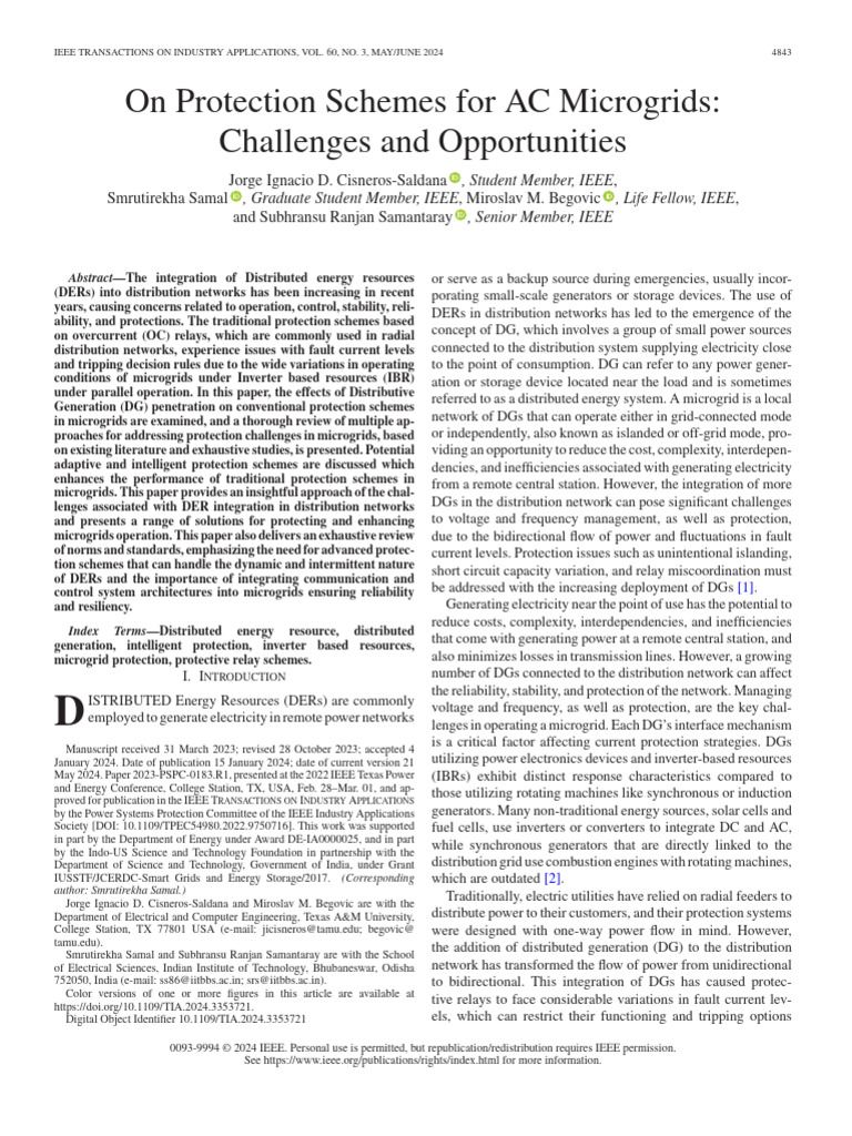 1 On The Protection Schemes For Ac Microgrids Challenges And