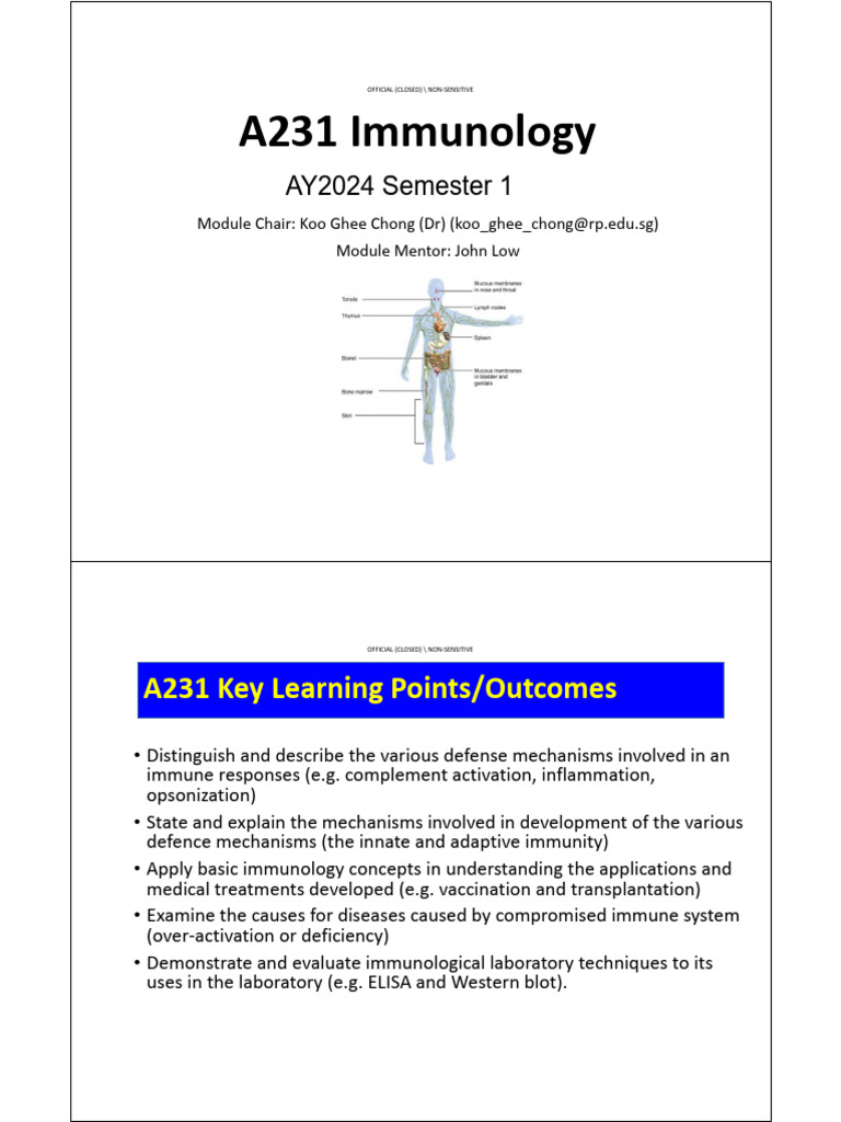 A231 Immunology Course Overview | PDF | Immune System | Immunology