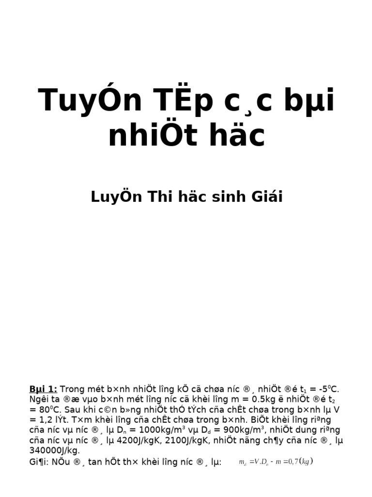 Boi Duong HSG Vat Ly Phan Nhiet Hoc | PDF