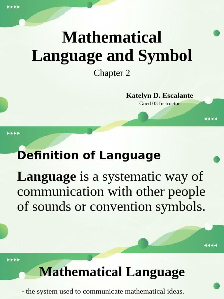 Lecture 2 Mathematical Language and Symbol | PDF | Mathematics | Symbols