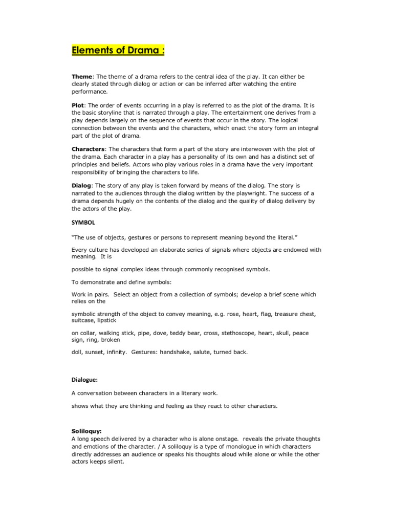 Elements of Drama & Definitions in Literature | PDF | Monologue | Poetry