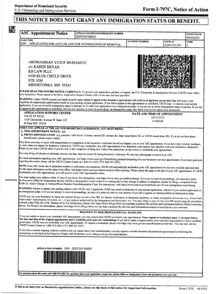 Abdirahman Yusuf Mohamud - Biometrics Notice - 09.20.2023 | PDF