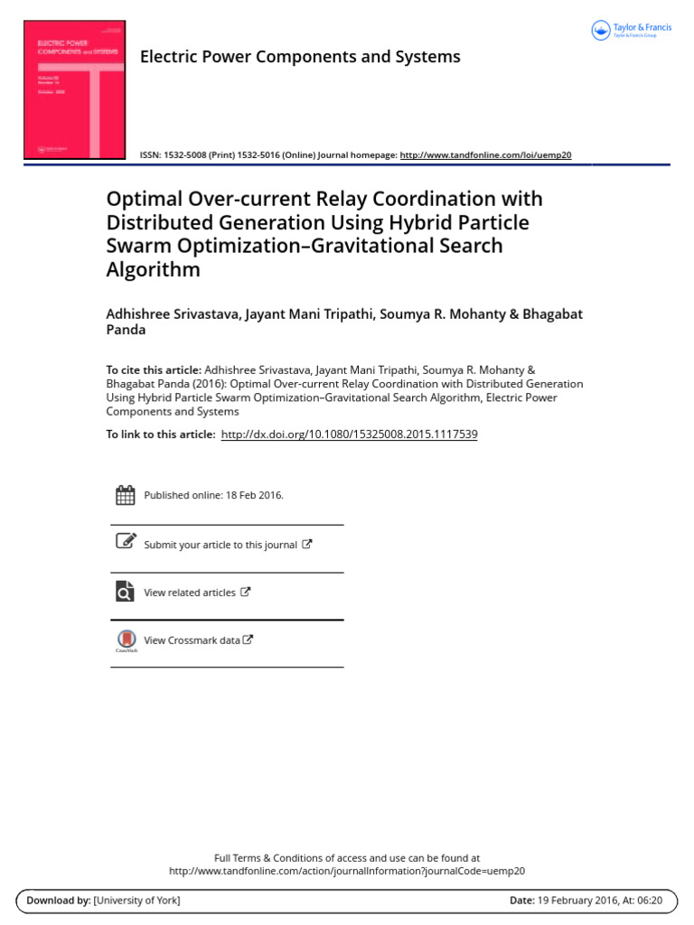 Optimal Over-Current Relay Coordination With | PDF | Mathematical Optimization | Mass