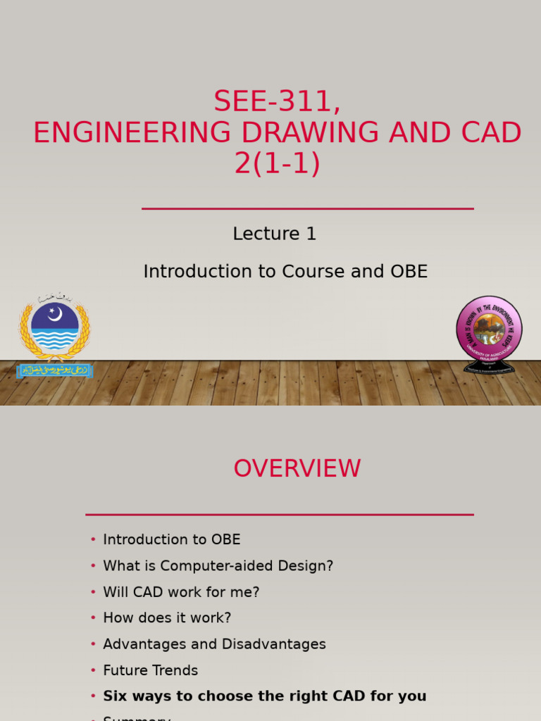 SEE-311, Lec 1, Introduction To Course and OBE | PDF | Technical Drawing | Computer Aided Design