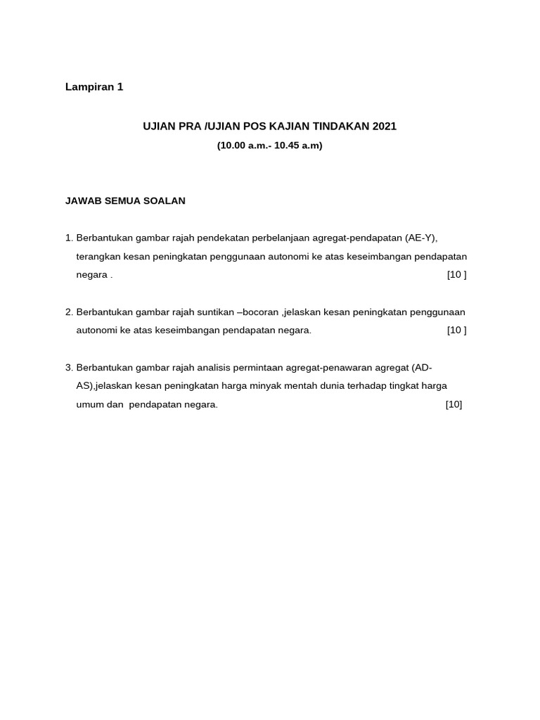 Lampiran 1 Ujian Pra Dan Pos | PDF