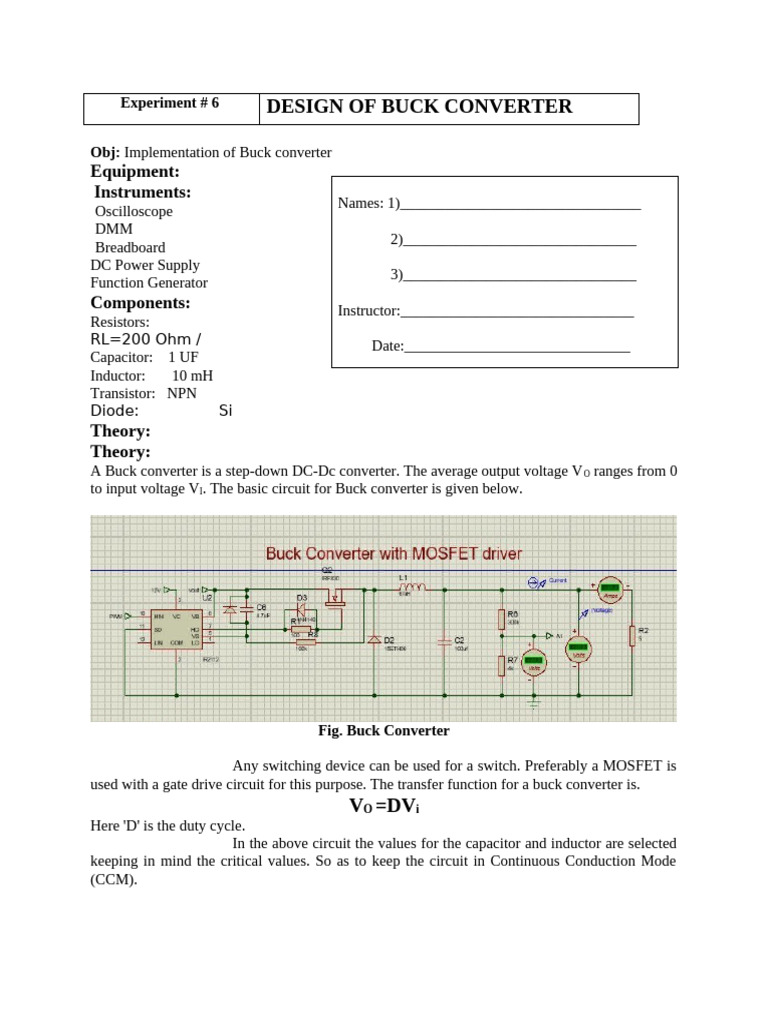 LAB-6 Buck Converter With Gate Drive Circuit | PDF | Technology ...
