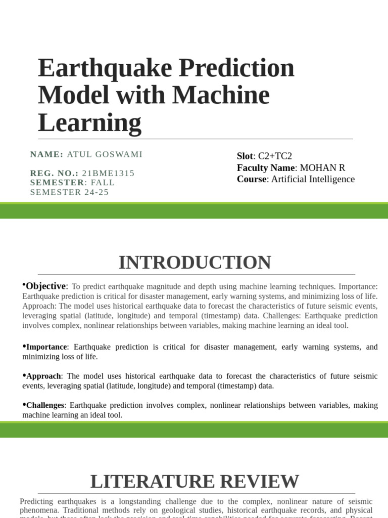 Earthquake Prediction Model With Machine Learning | PDF | Machine Learning | Artificial Neural ...