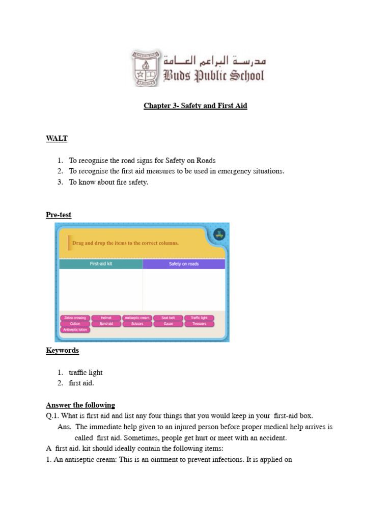 GR 5 Unit - 3 Safety and First Aid | PDF