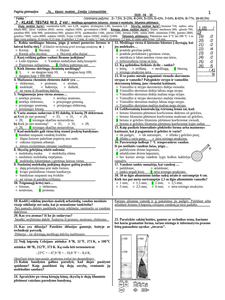 7 Kl. R Testas Siluminis Pletimasis | PDF
