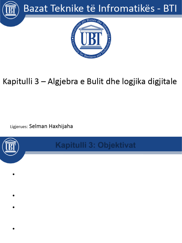 Kapitulli 3 Algjebra e Bulit Dhe Logjika Digjitale2 | PDF