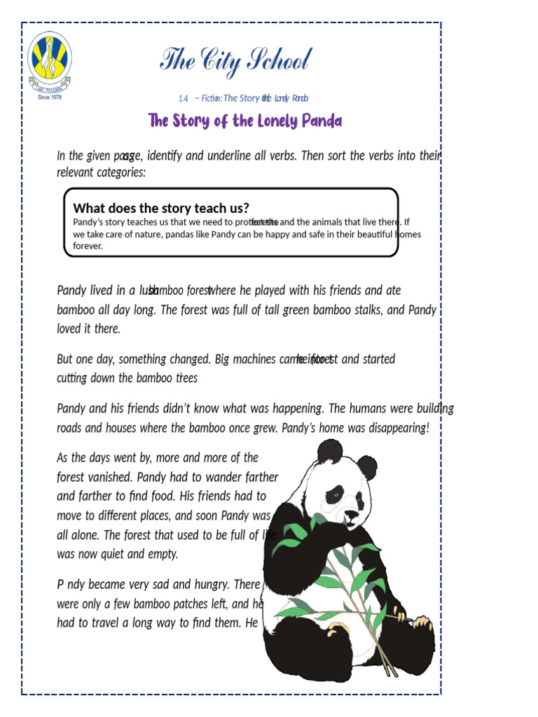 1.4.3 - Fiction - The Story of The Lonely Panda | PDF | General Fiction
