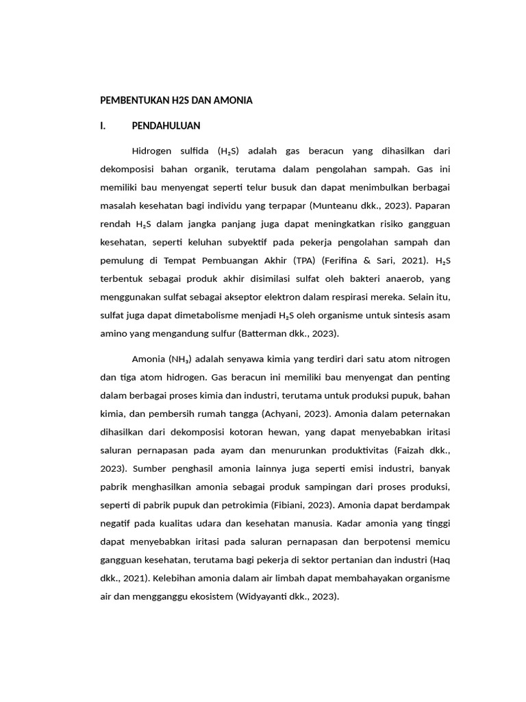 Pembentukan H2s Dan Amonia Pdf 