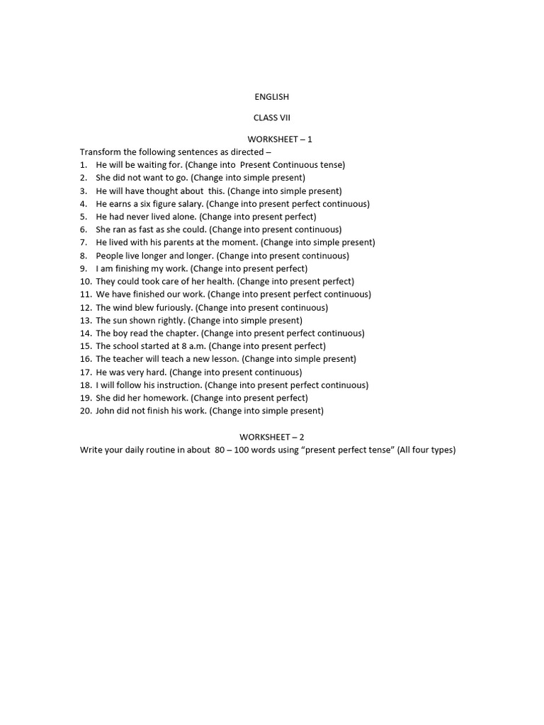 VII English Home Work | PDF