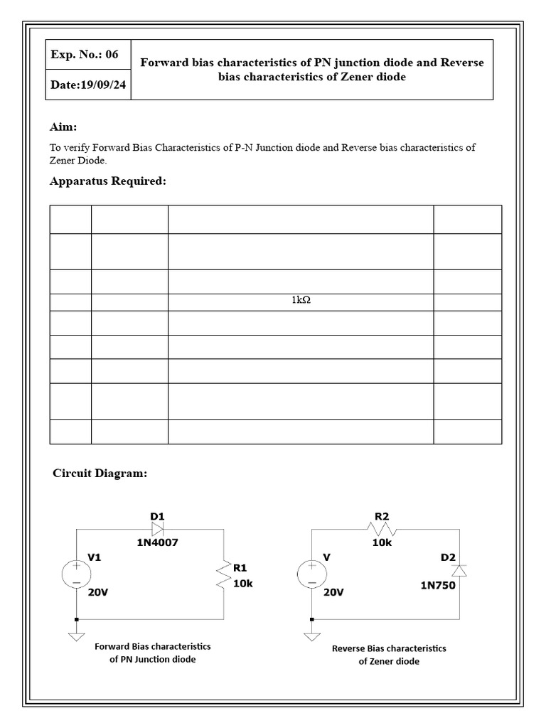 Forward Bias in Zener Diode | PDF | P–N Junction | Diode