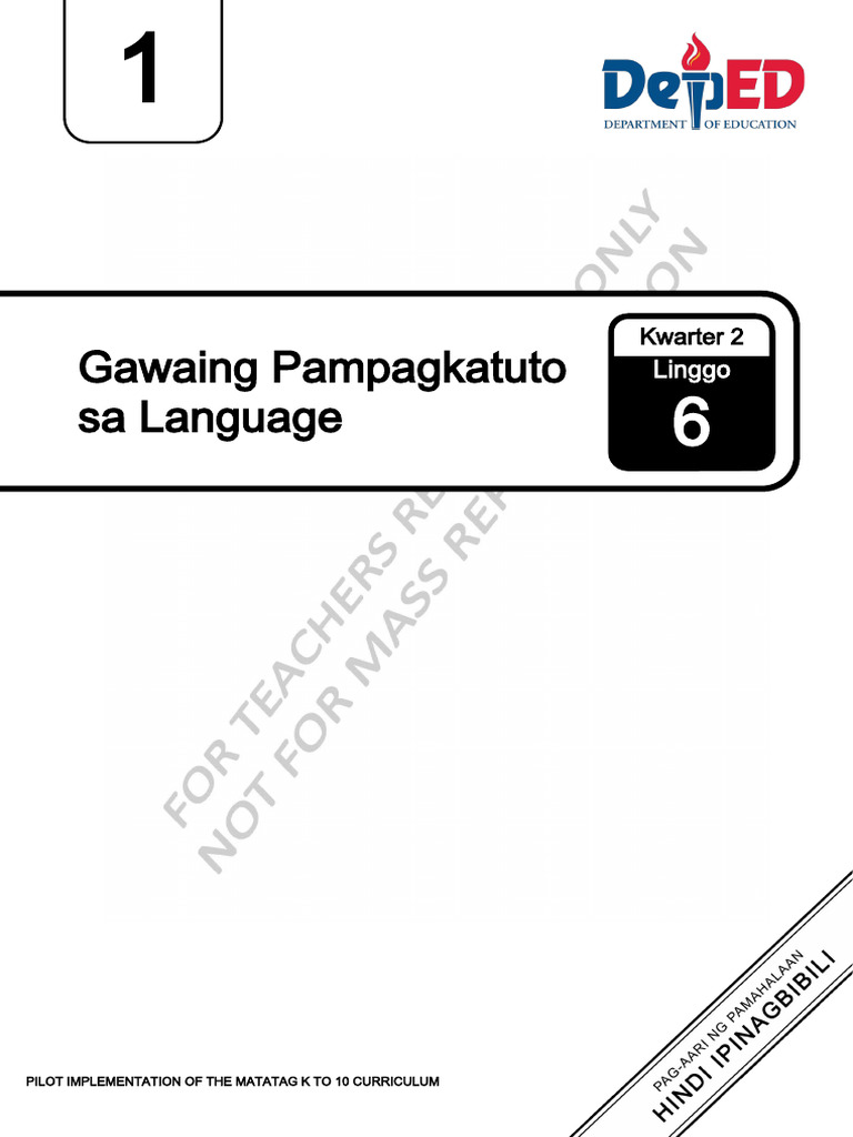 LAS Q2W6 Language Redeveloped V1 | PDF