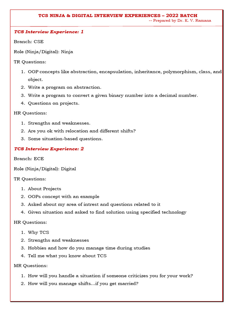 Tcs Interview Experiences Pdf C Databases