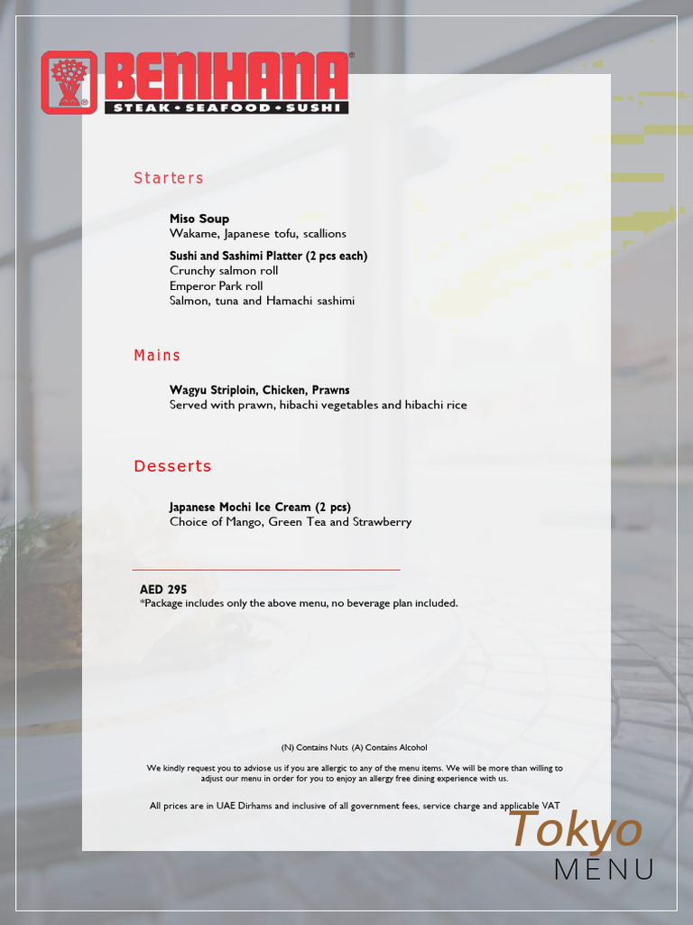 Benihana Set Menus 2024 | PDF