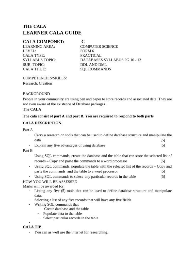Cala Af6 C | PDF | Databases | Sql