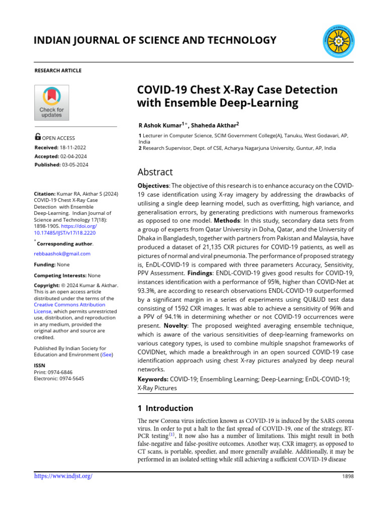 46 Covid 19 Chest X Ray Case Detection With Ensemble