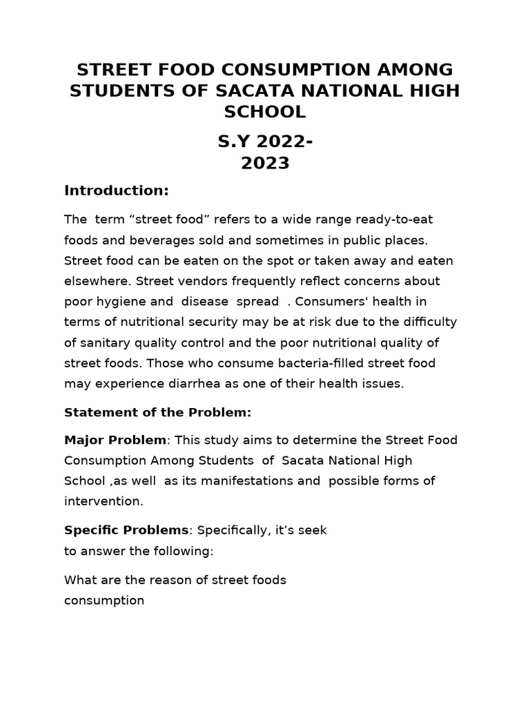 Street Food Habits at Sacata High | PDF | Self-Improvement | Science ...