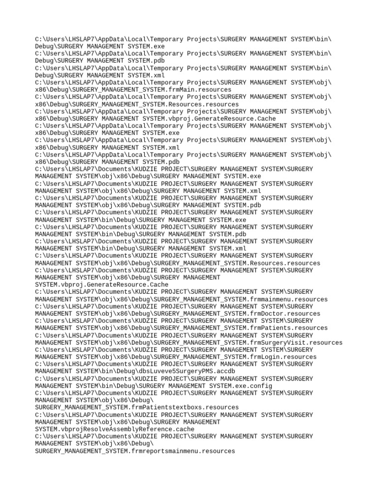 Surgery Management System - Vbproj.filelistabsolute | PDF | X86 ...