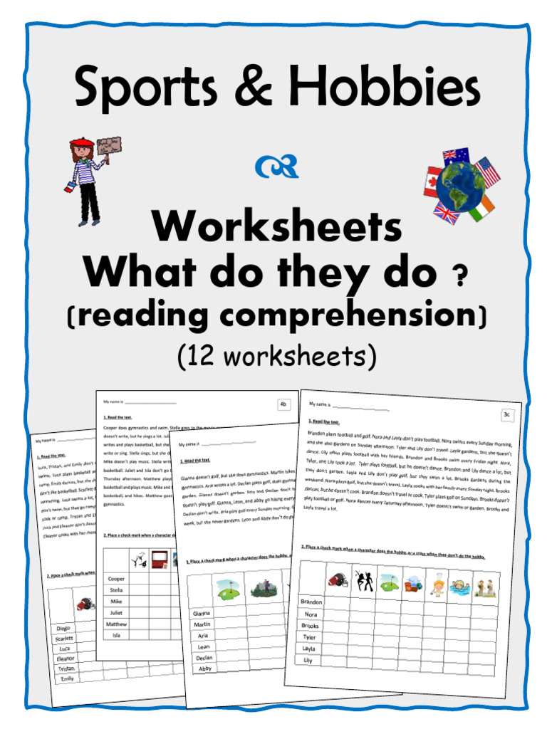 Sports & Hobbies Worksheets Bundle | PDF | Leisure | Entertainment