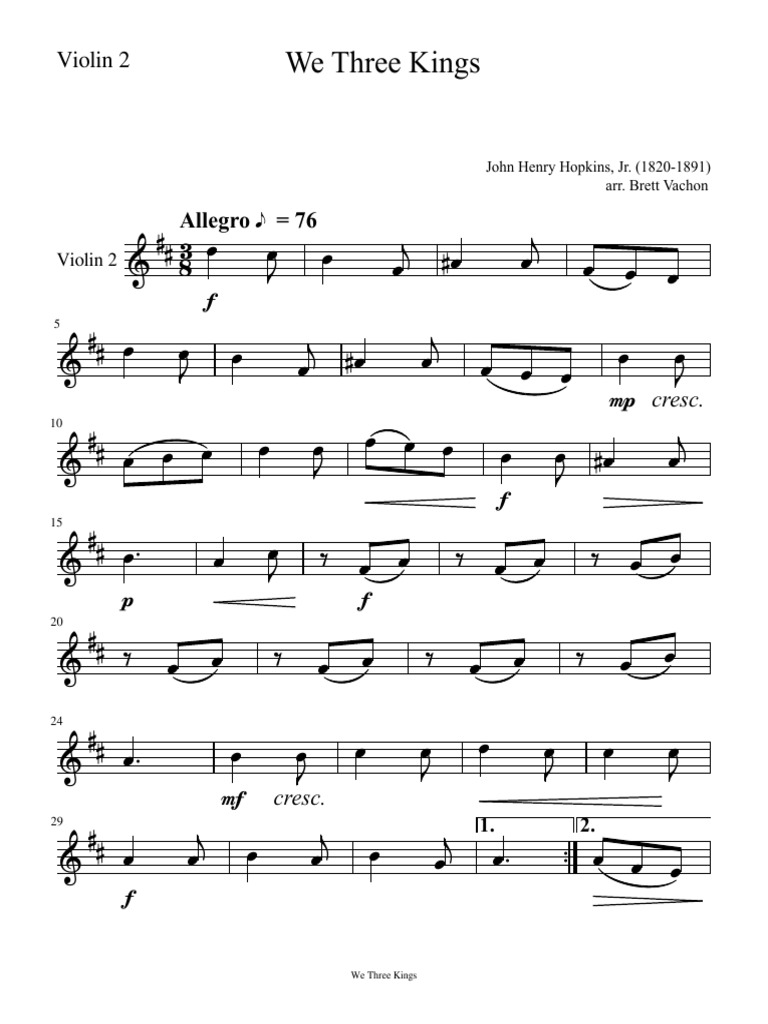 We Three Kings for Violin 2 | PDF | Christmas Carols