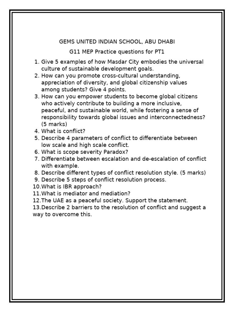 G11 MEP Practice Questions For PT1 Exam | PDF | Social Science