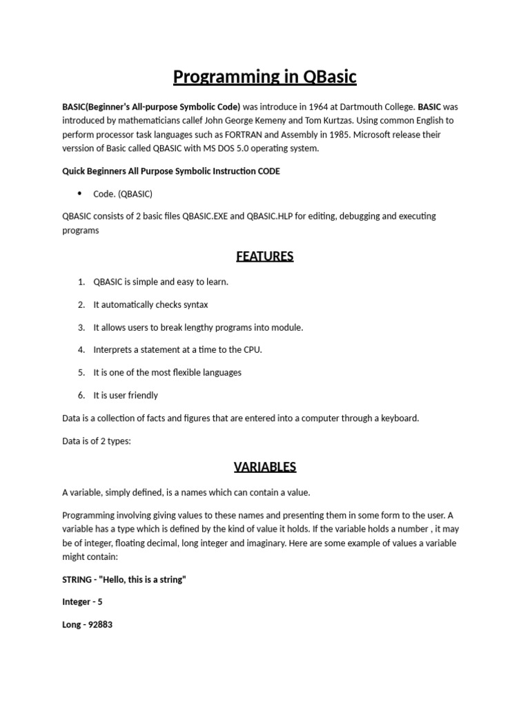 QBASIC | PDF | Teaching Methods & Materials