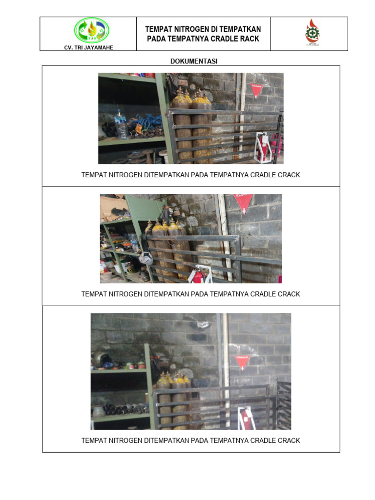 Dokumentasi Tabung Nitrogen Ditempatkan Pada Tempatnya Cradle Rack | PDF