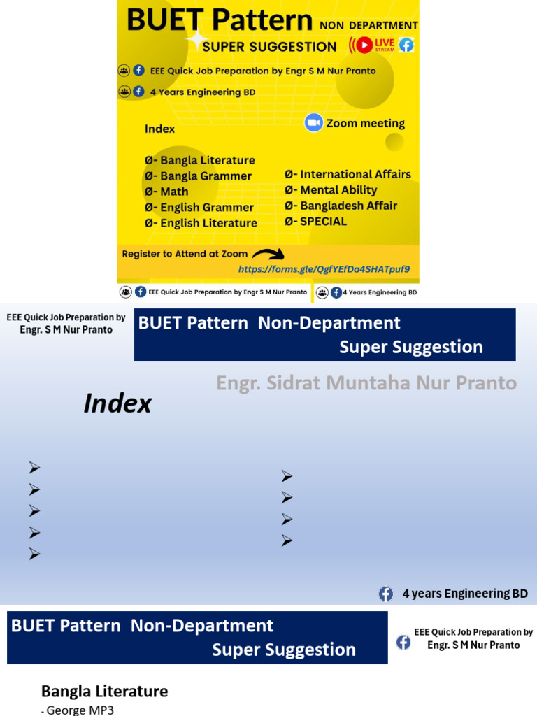 NON Department Suggestion BUET Pattern | PDF