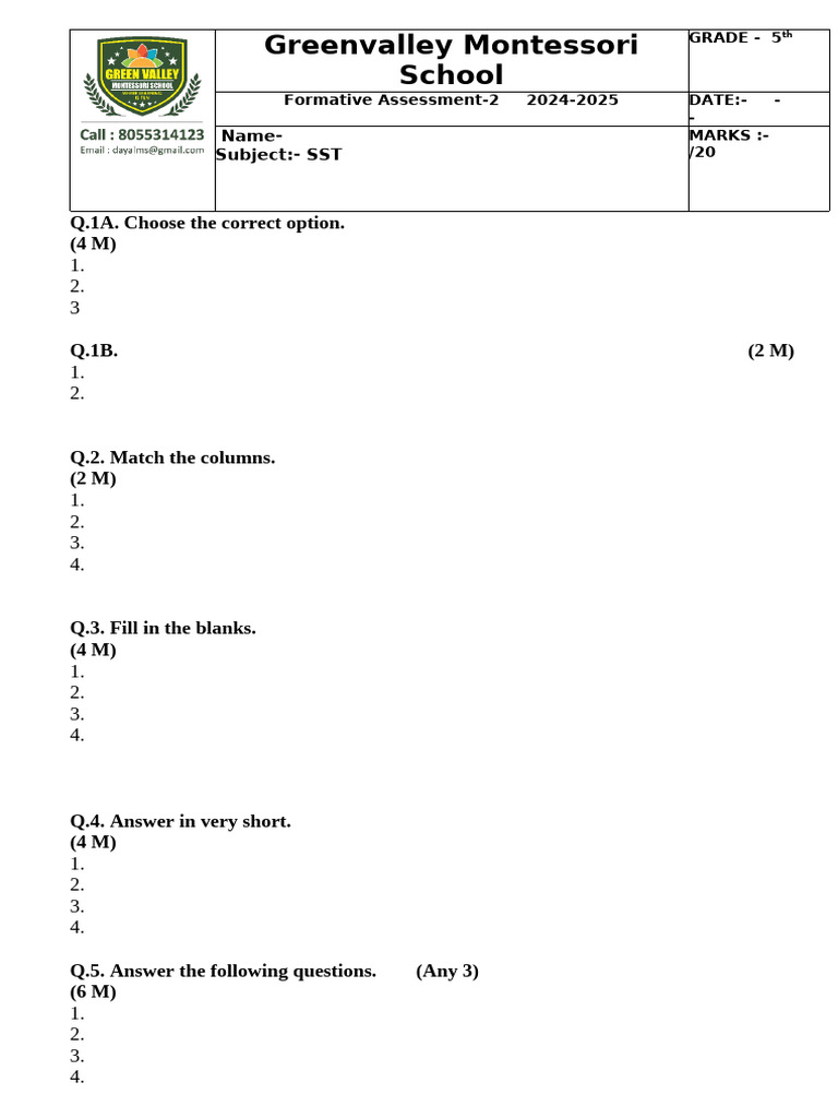 5th SST FA2 | PDF | Teaching Methods & Materials