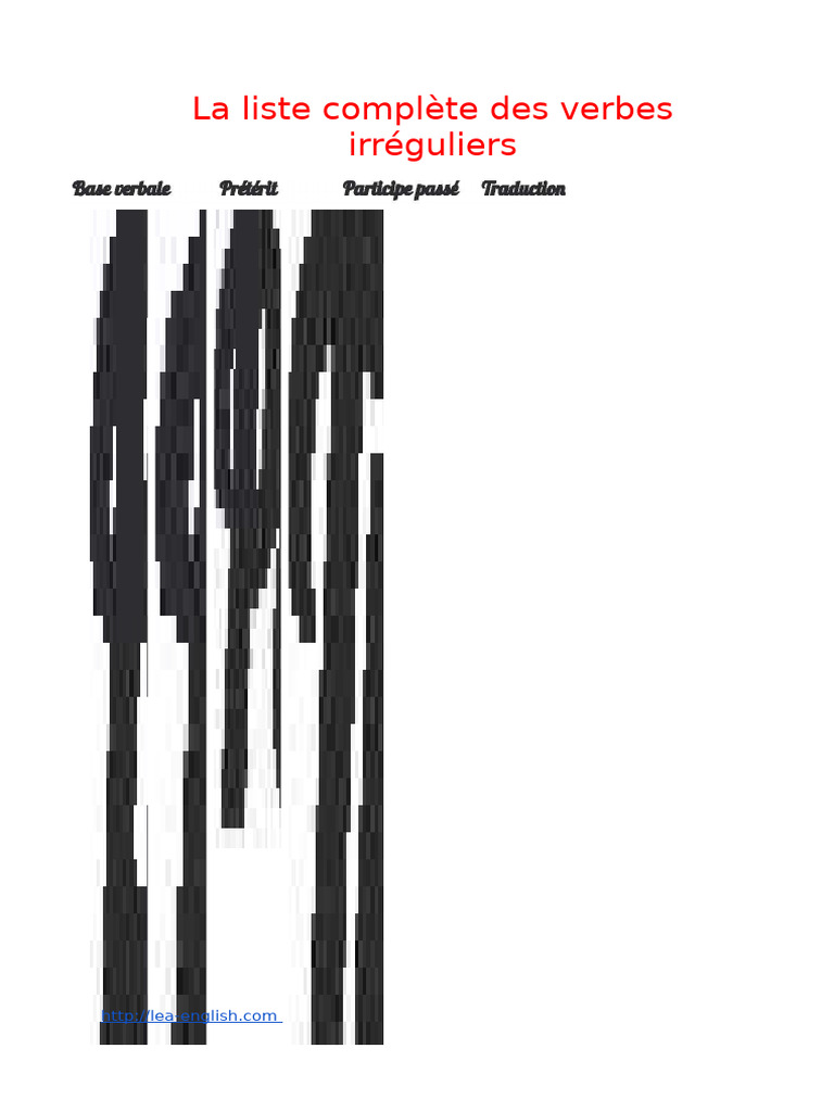 La Liste Complete Des Verbes Irreguliers | PDF | Language Arts & Discipline