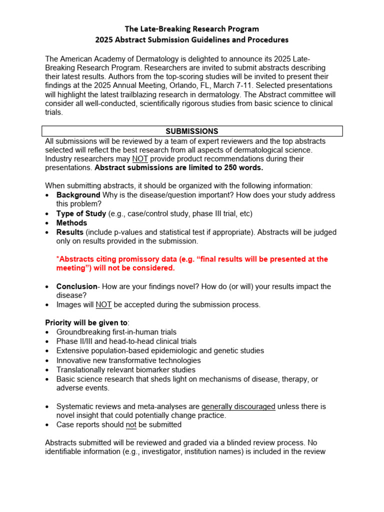 Am25 Late Breaking Research Abstract Program Guidelines | PDF | Clinical Trial | Science