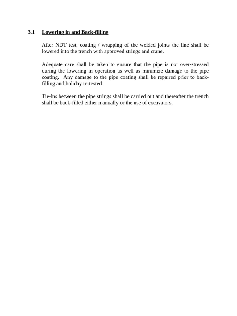 Lowering in and Backfilling Procedures | PDF