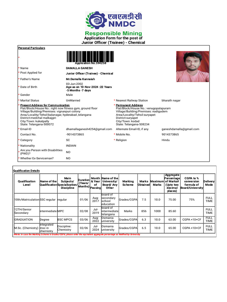 NMDC - Application 2024 (EN No. - 08 - 2024) | PDF