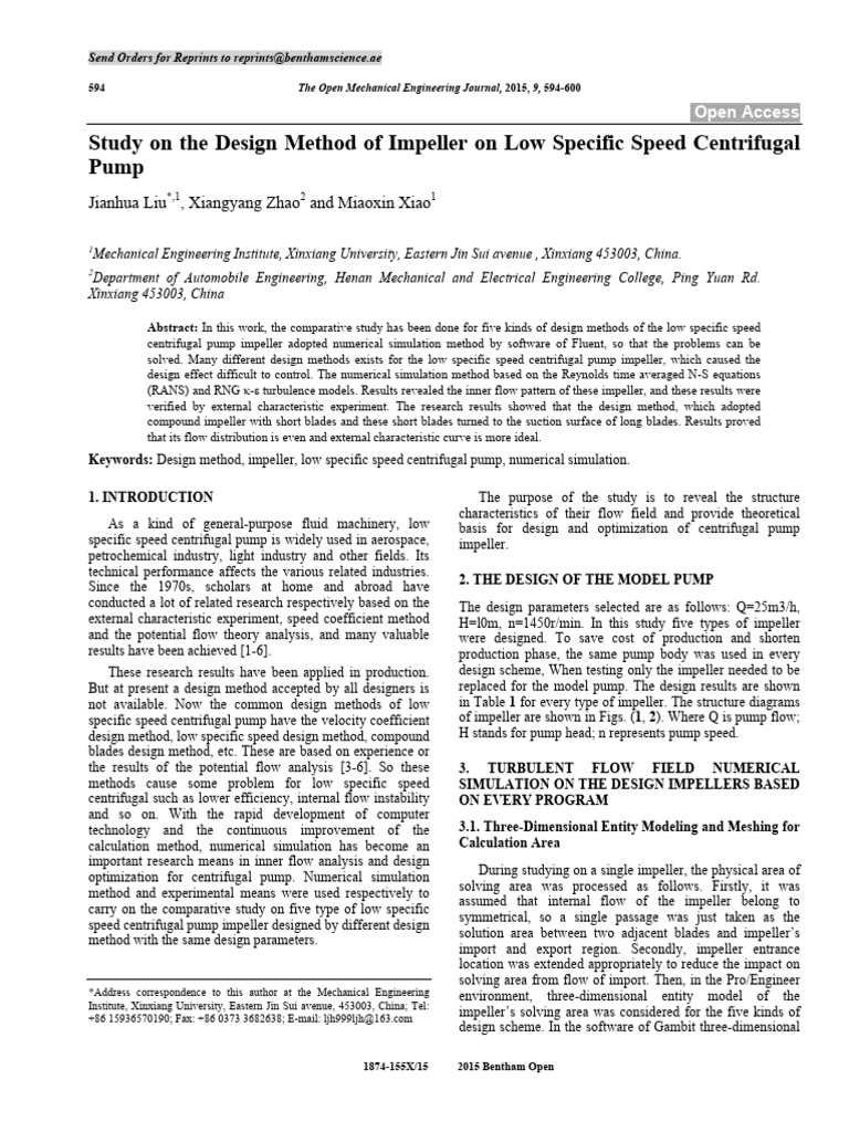 Study On The Design Method of Impeller On Low Spec | PDF | Pump | Fluid ...